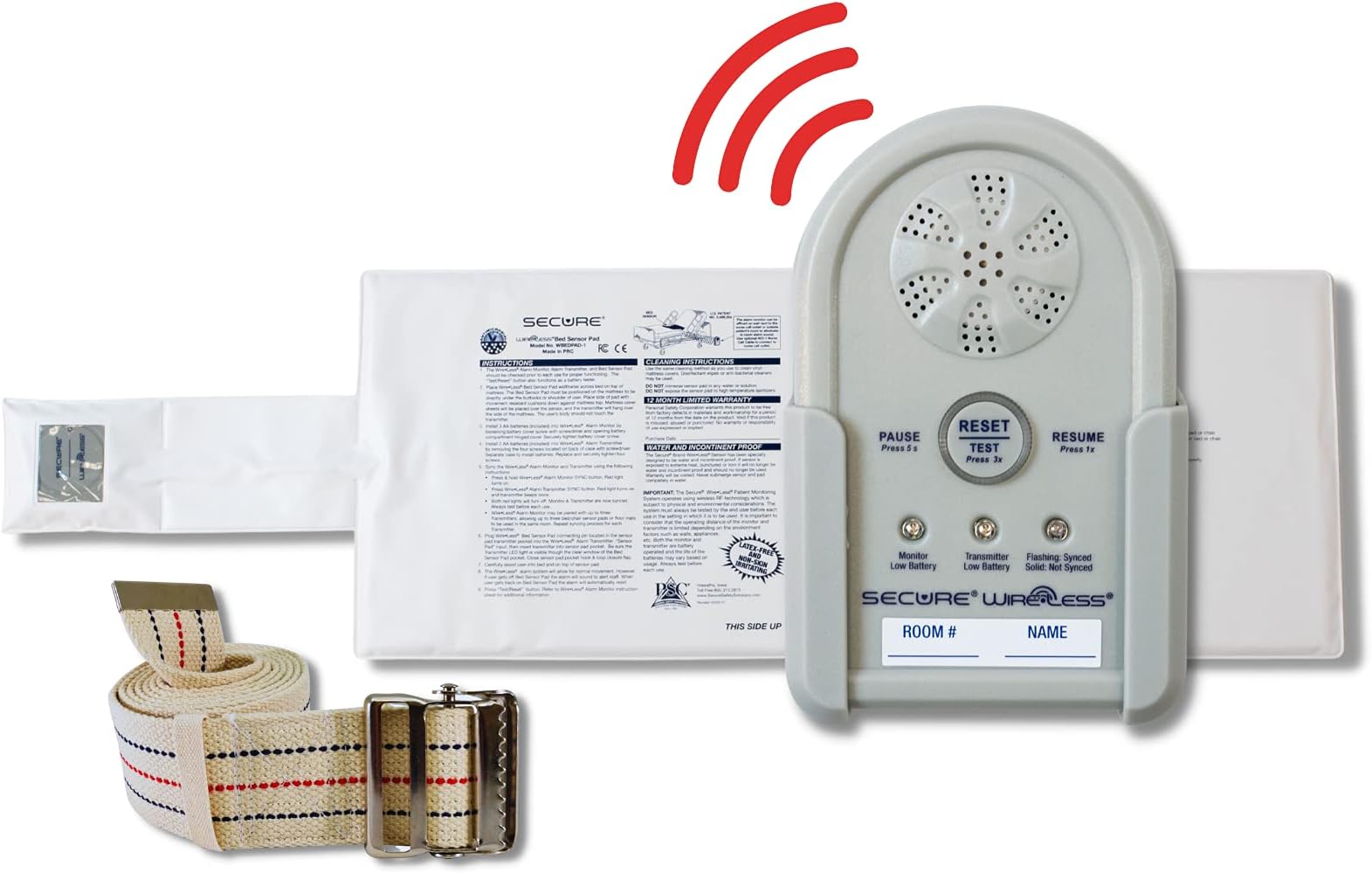 Amazon.com: Wireless Bed Alarm for Elderly Adults and 60" Gait Belt ...