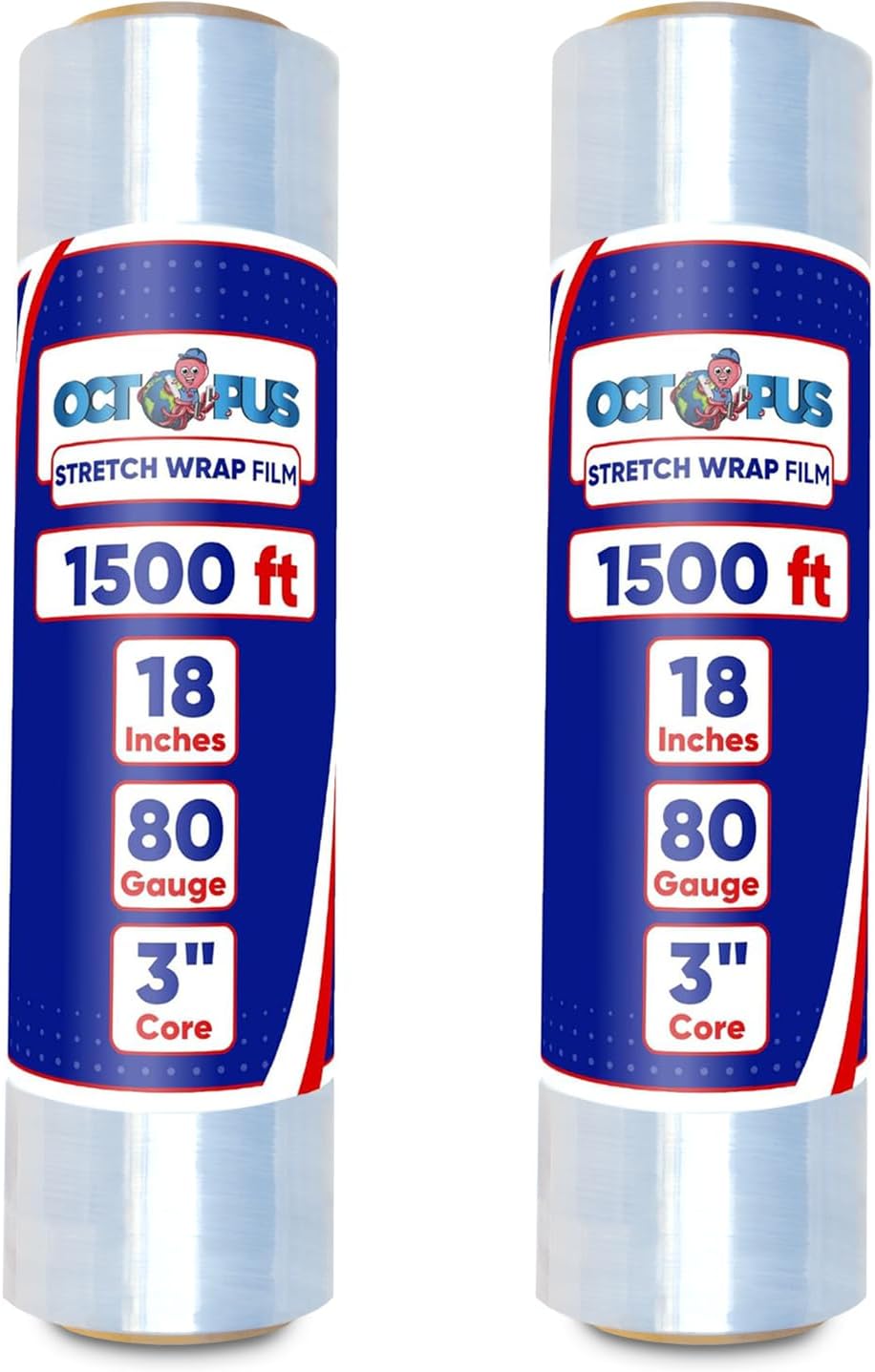 Amazon.com : OCTOPUS Stretch Wrap, Industrial Strength 2 Roll Clear, 18 ...
