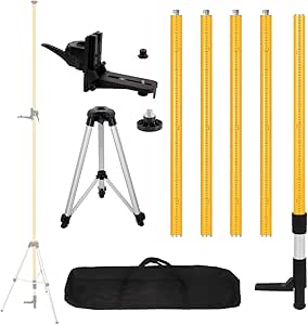 DMITER Adjustable Laser Level Pole with Tripod,12 Ft/3.7 M Professional ...