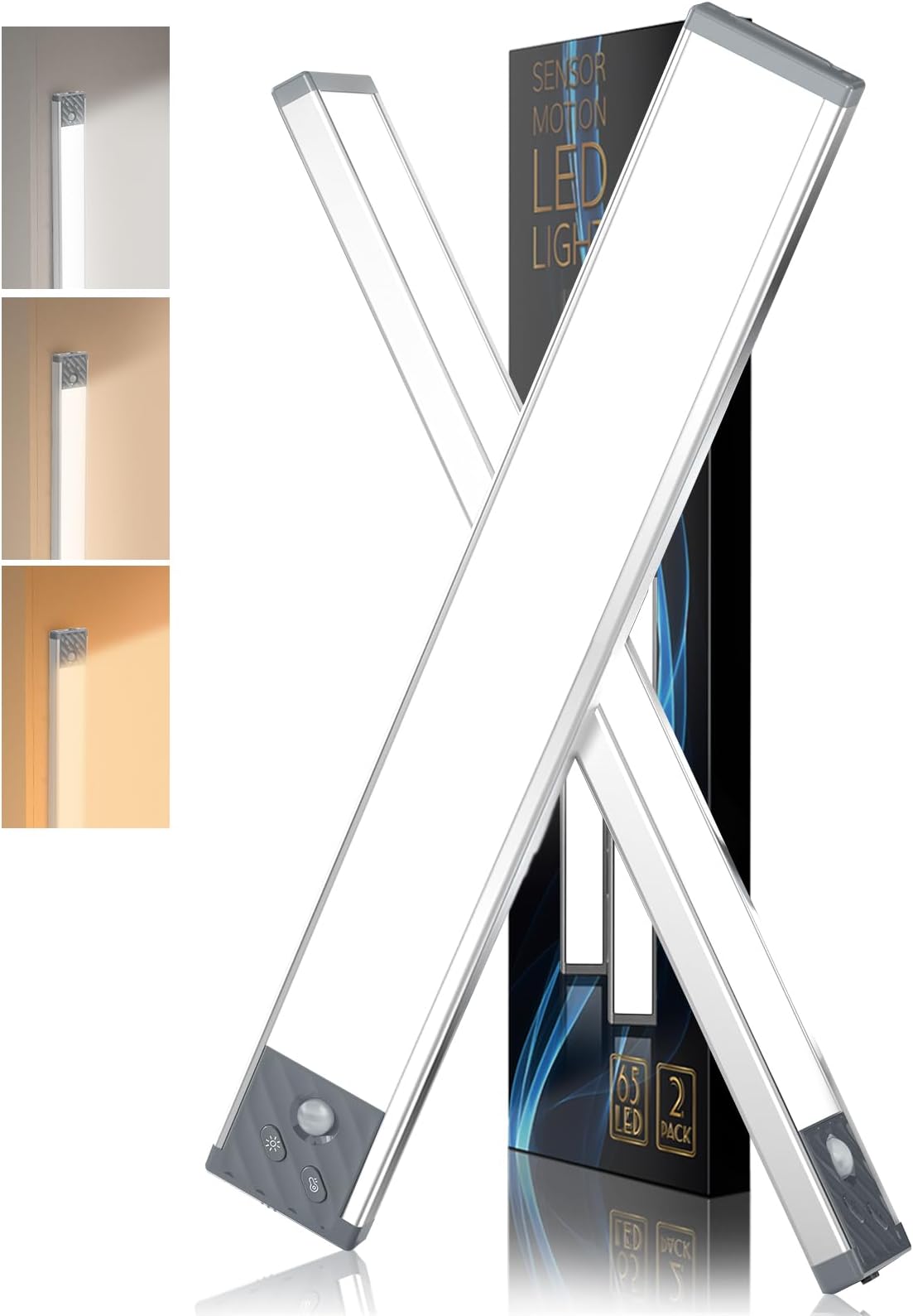 DUSKTEC Under Cabinet Lighting, 3 Color Temps 138 LED 19” Motion Sensor ...