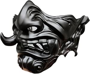 Amazon.co.jp: HCLRW Hannya Resin Mask Evil God Samurai Hannya Half Mask ...