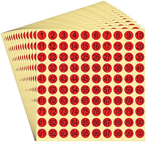 Amazon.com : 25 Sheets 1 to 100 Vinyl Consecutive Number Stickers 0.4 ...