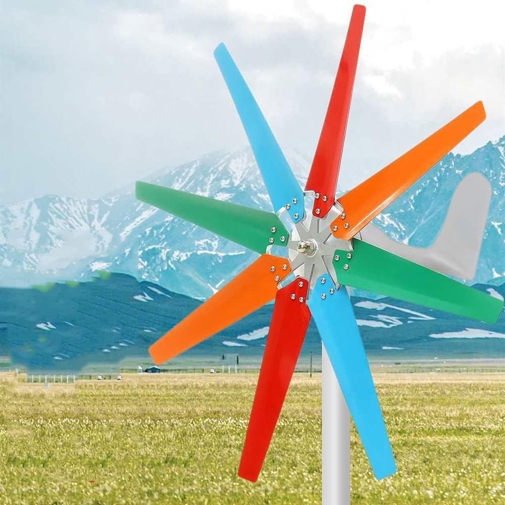 Amazon.com: Horizontal Wind Turbine Generator 300-400W, 8 Blades Nylon ...