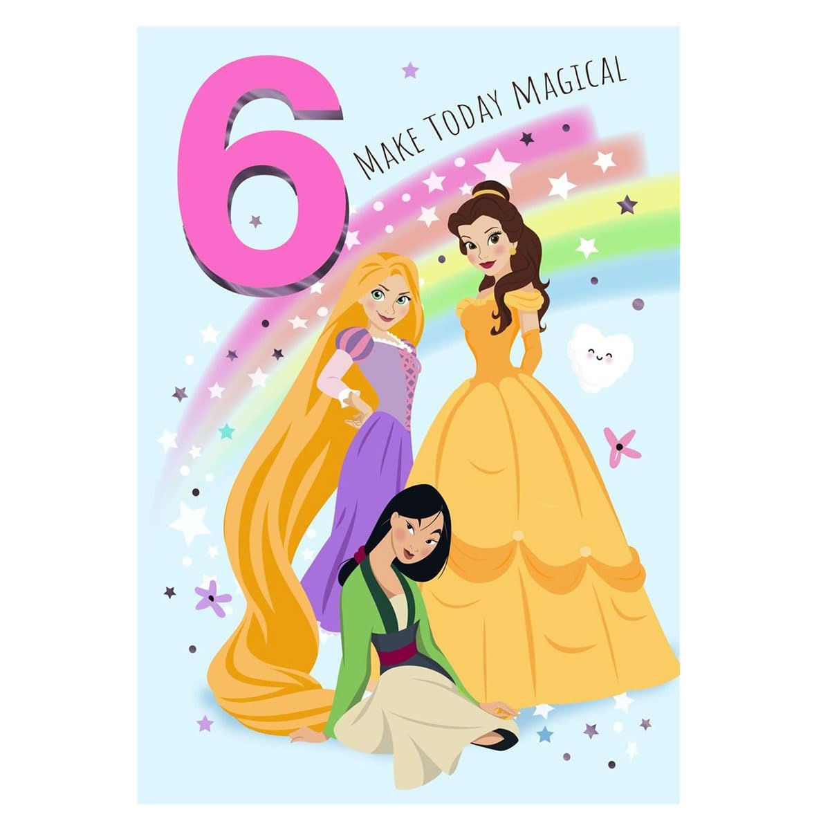 Hallmark Disney Princess Rapunzel Mulan Belle 6th Birthday Card - 6 ...