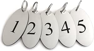 Key Fobs, Key tags, Key Rings, Numbered 1 to 5 - Silver Oval Black ...