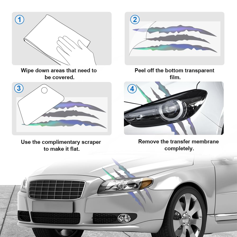 Snapklik.com : Car Claw Stickers, Multicolor Vinyl, Waterproof, Glossy ...