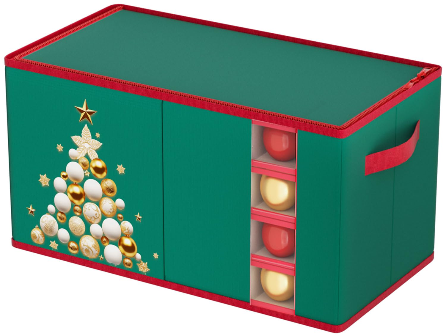 Amazon.com: SOQSYS Christmas Ornament Storage Green Christmas Storage ...