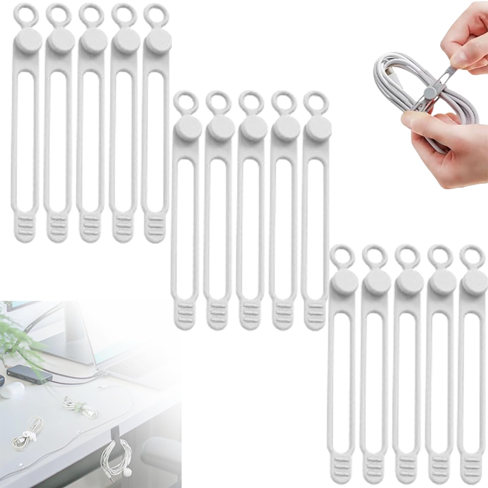 Amazon.com: Silicone Cable Ties, 2024 New Data Cable Organizer Silicone ...