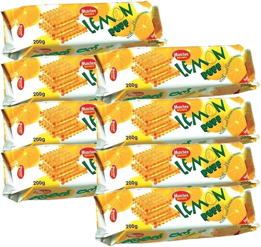 Munchee Lemon puff biscuits, Lemon flavoured cream, Sugar sprinkled ...