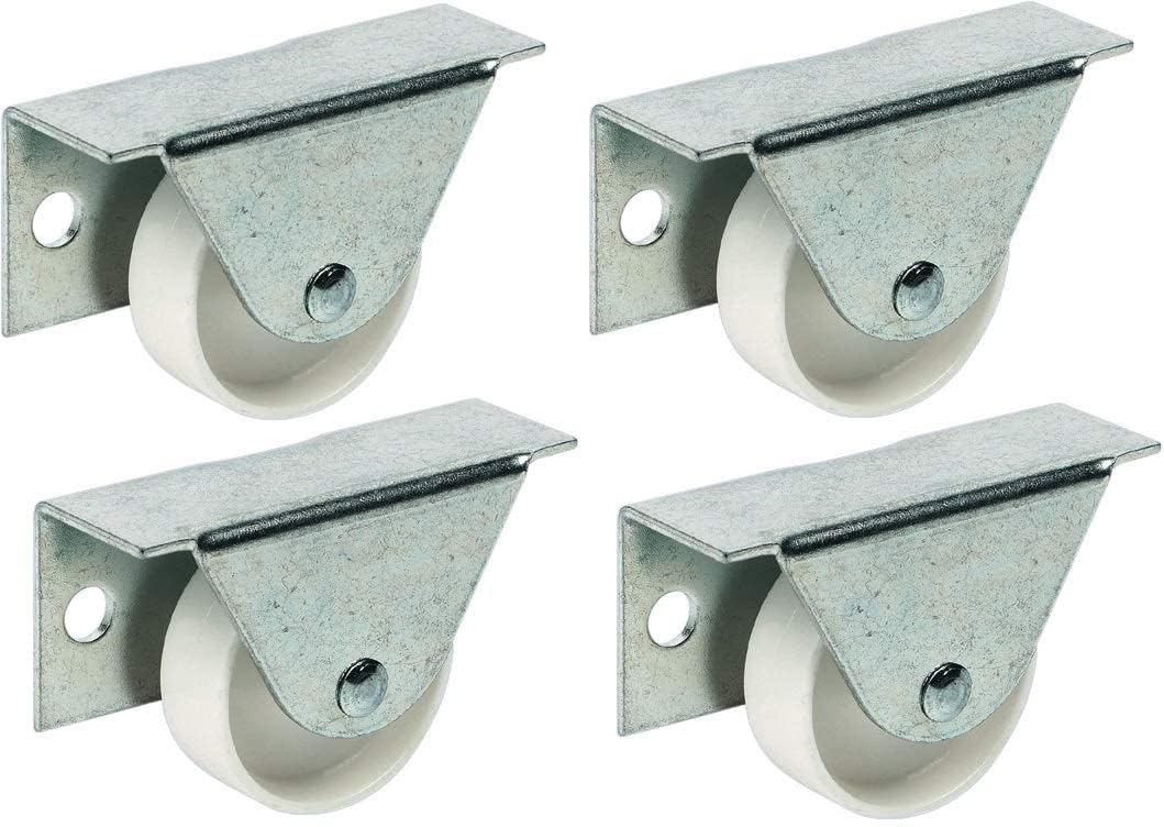 4 x Fixed Single Wheel Castors Without Brake Ø 35 mm, Side Plate Fixing ...