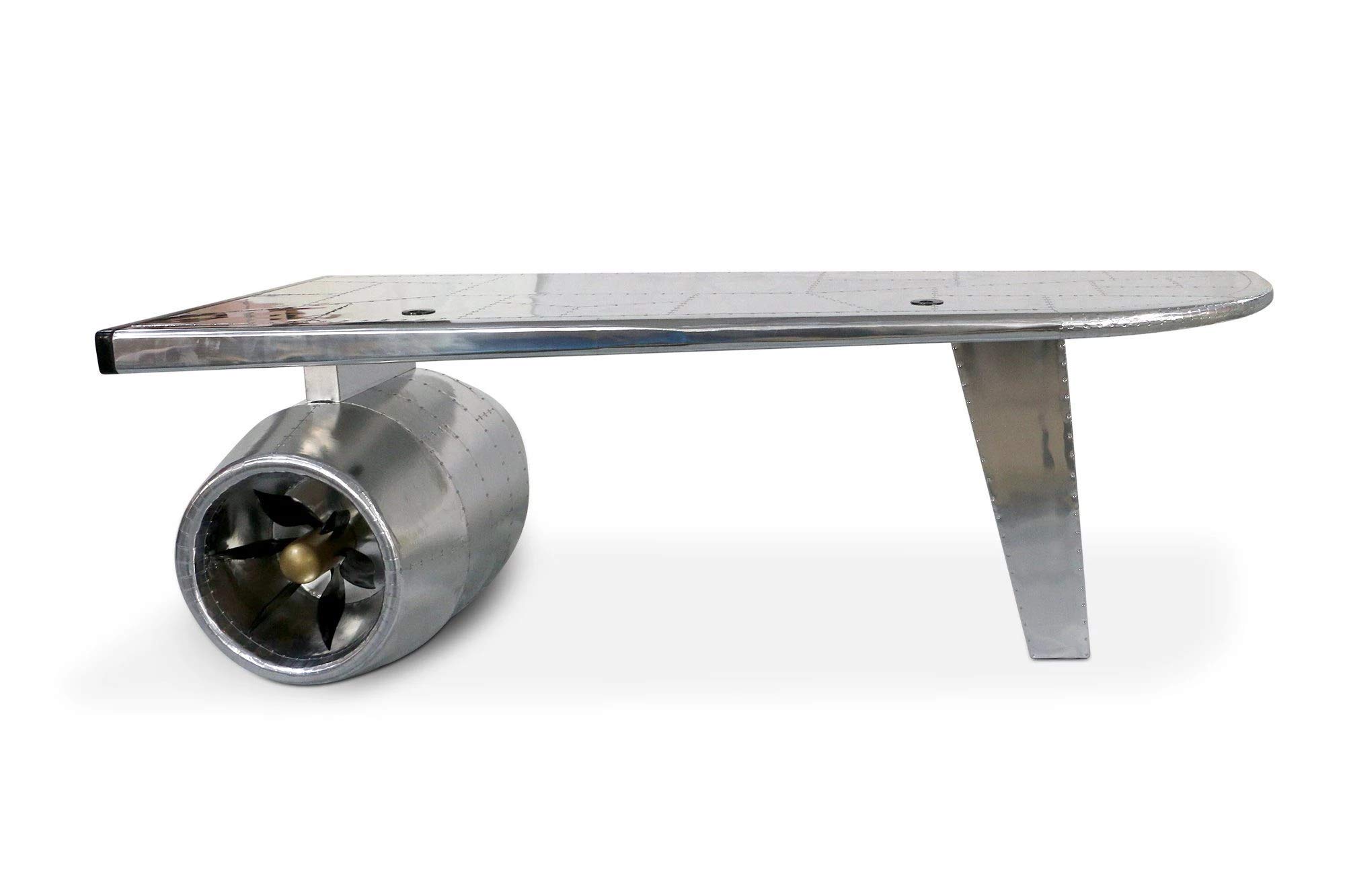 Large Aviator Executive Desk - Polished Aluminum Jet Engine and Wing ...