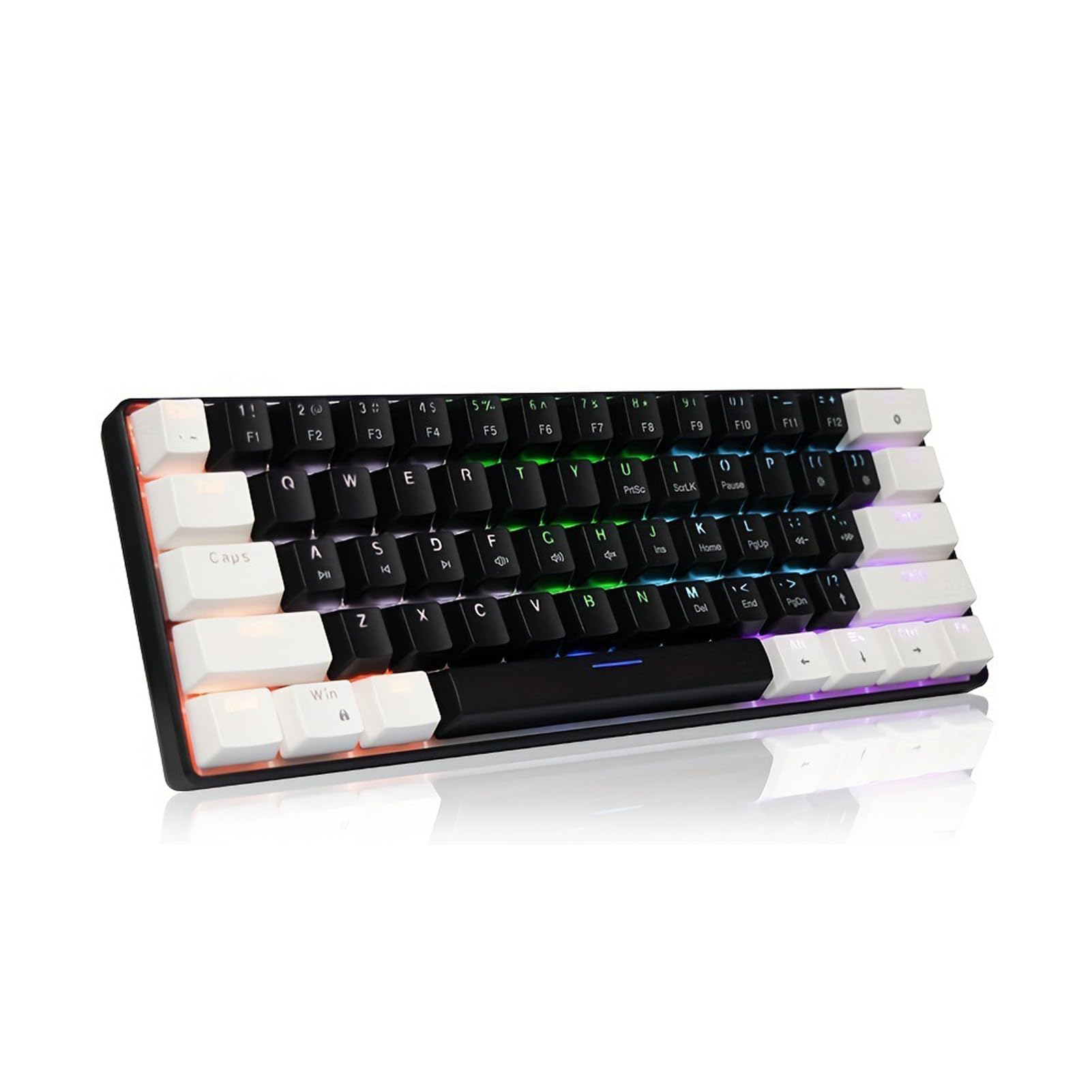 Keyboard Mini 60% Small Gaming Keyboard, RGB Backlit 61 Keys, Ergonomic ...