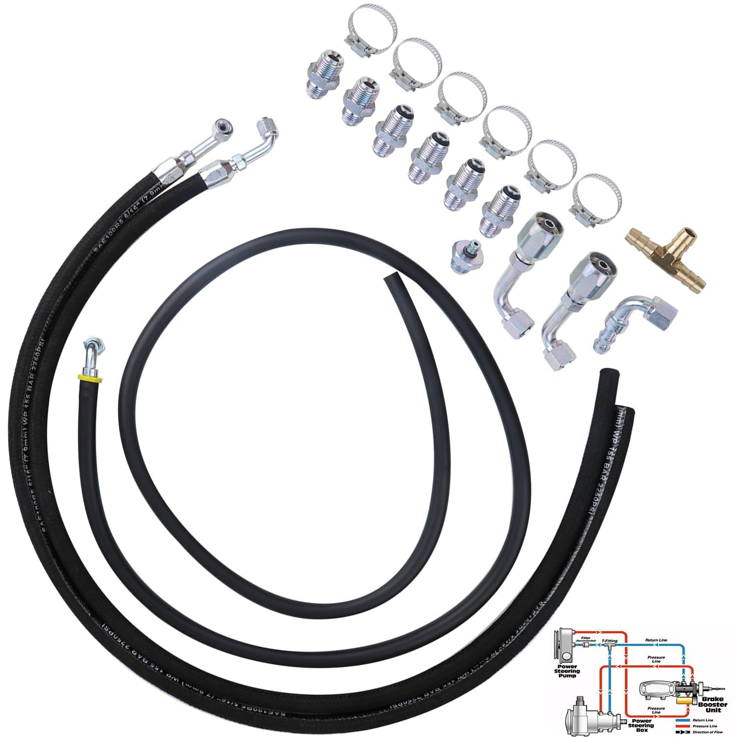 Snapklik.com : Hydraulic Brake Assist Hose Kits HAHK-R Return Line For ...