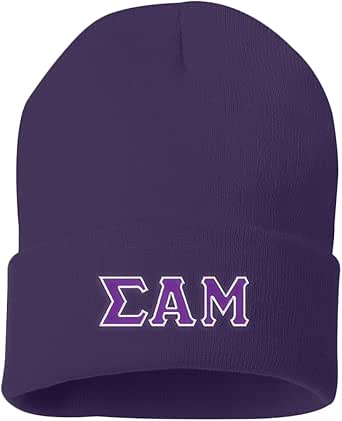 Sigma Alpha Mu Big Greek Lettered Knit Cap Purple at Amazon Men’s ...