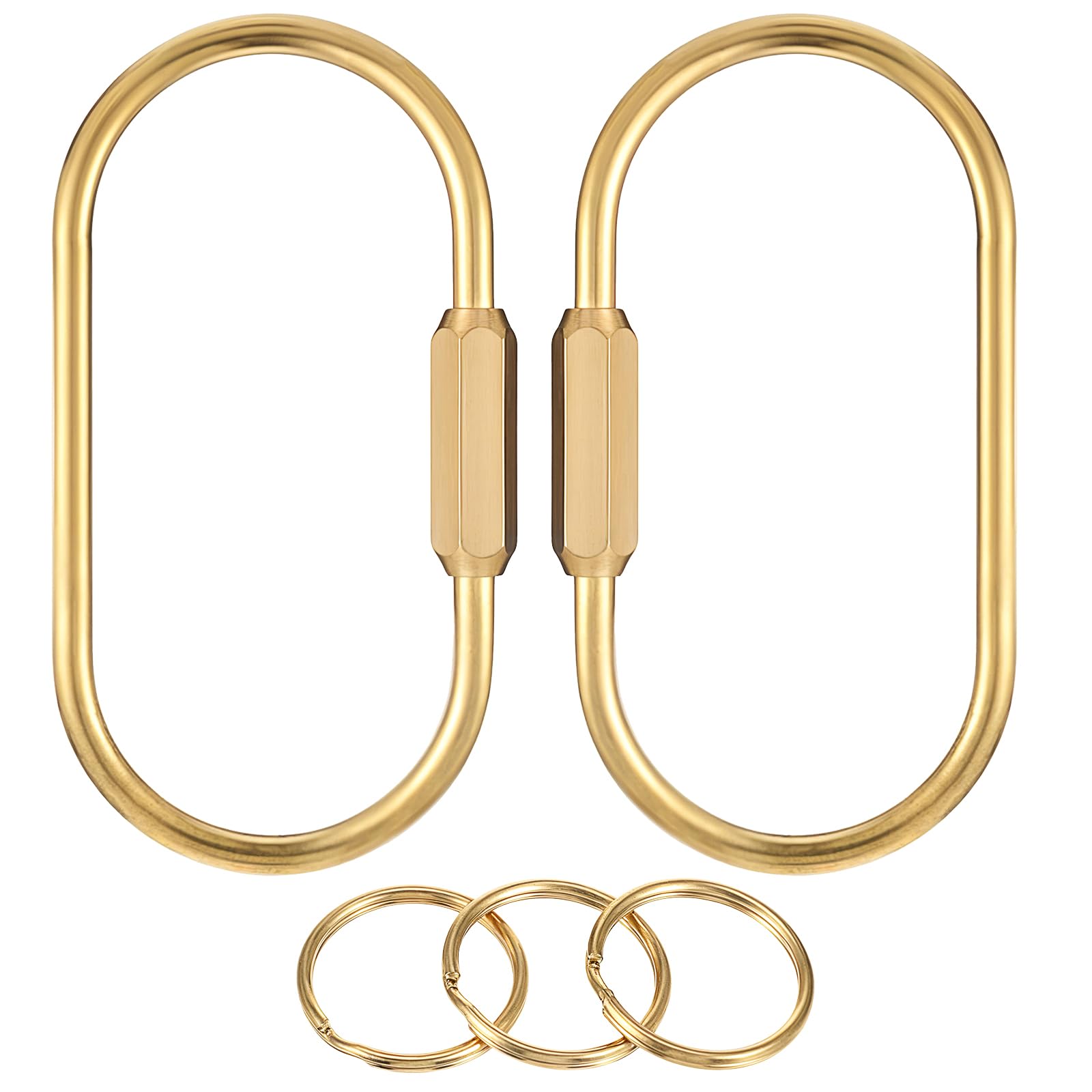Amazon.com: Mabor 2Pcs Small Locking Carabiner Gold Brass Screw Lock ...