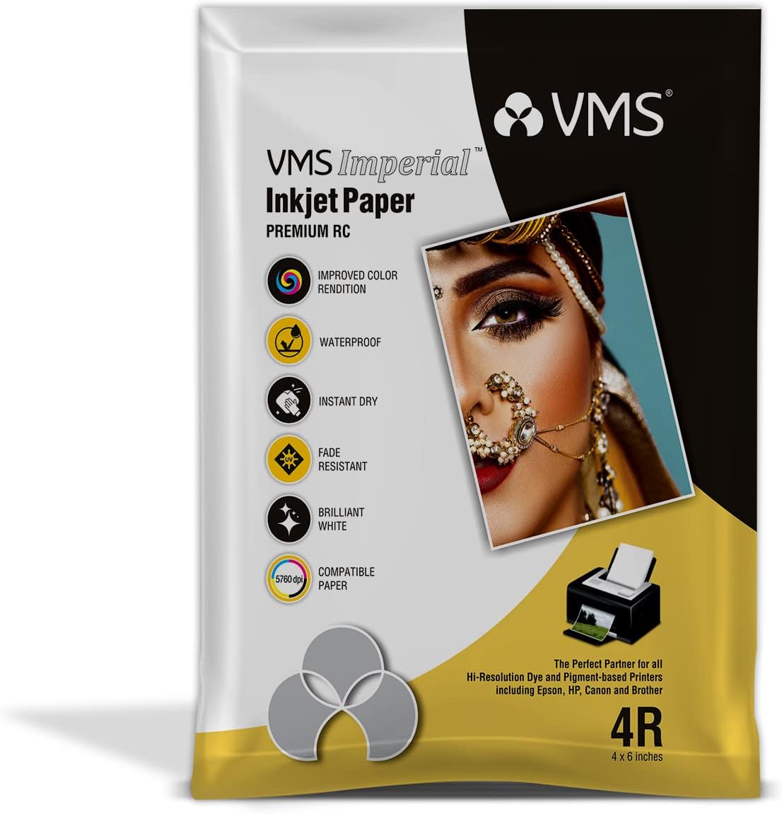 VMS Imperial 270 GSM 4R (4x6) Glossy Photo Paper – Waterproof, Pack of ...