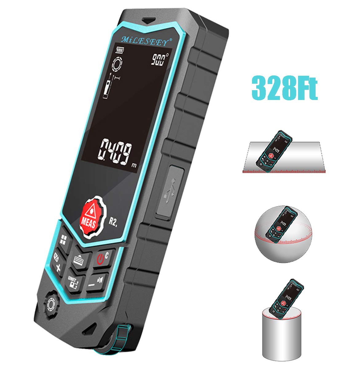 Buy MiLESEEY Pro Laser Measure (R2)328Ft with Built-in Wheel ...