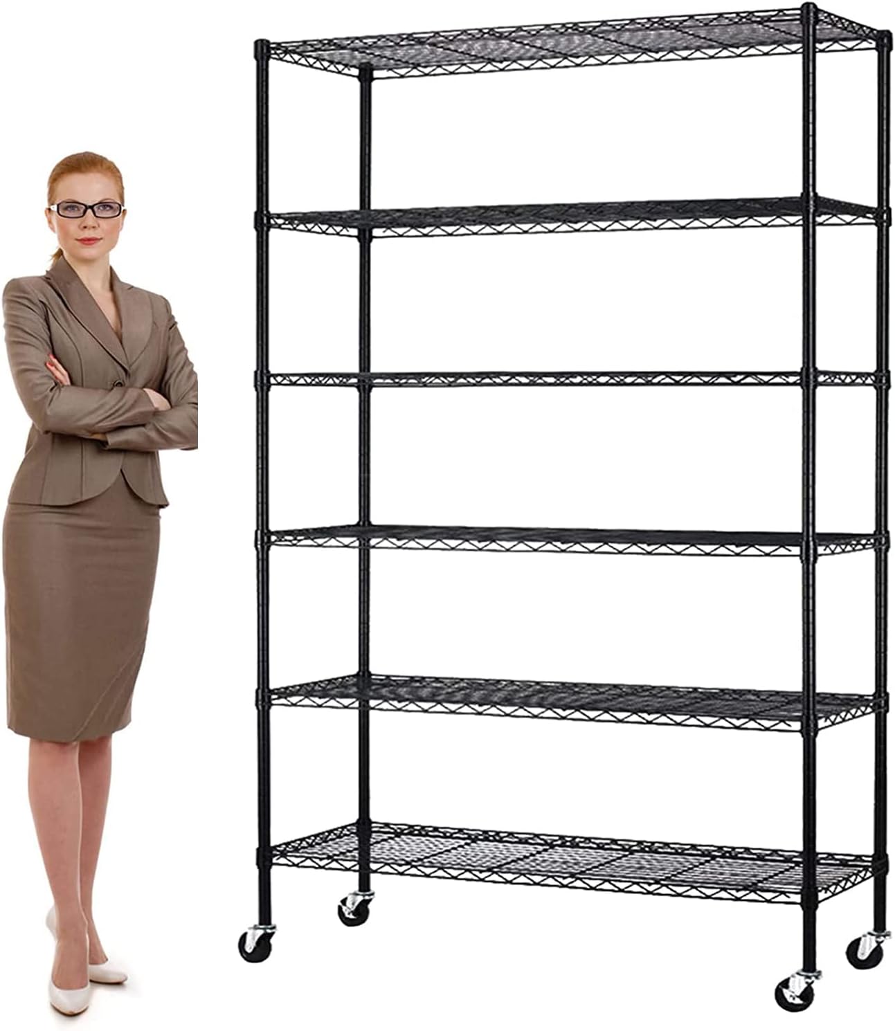 Amazon.com: Yewuli 3 Tier Adjustable high Storage Shelf with Wheel ...