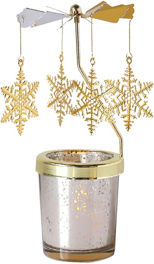 Amazon.com: Creahaus Spinning Candle Holder with Tray, Glod Carousel ...