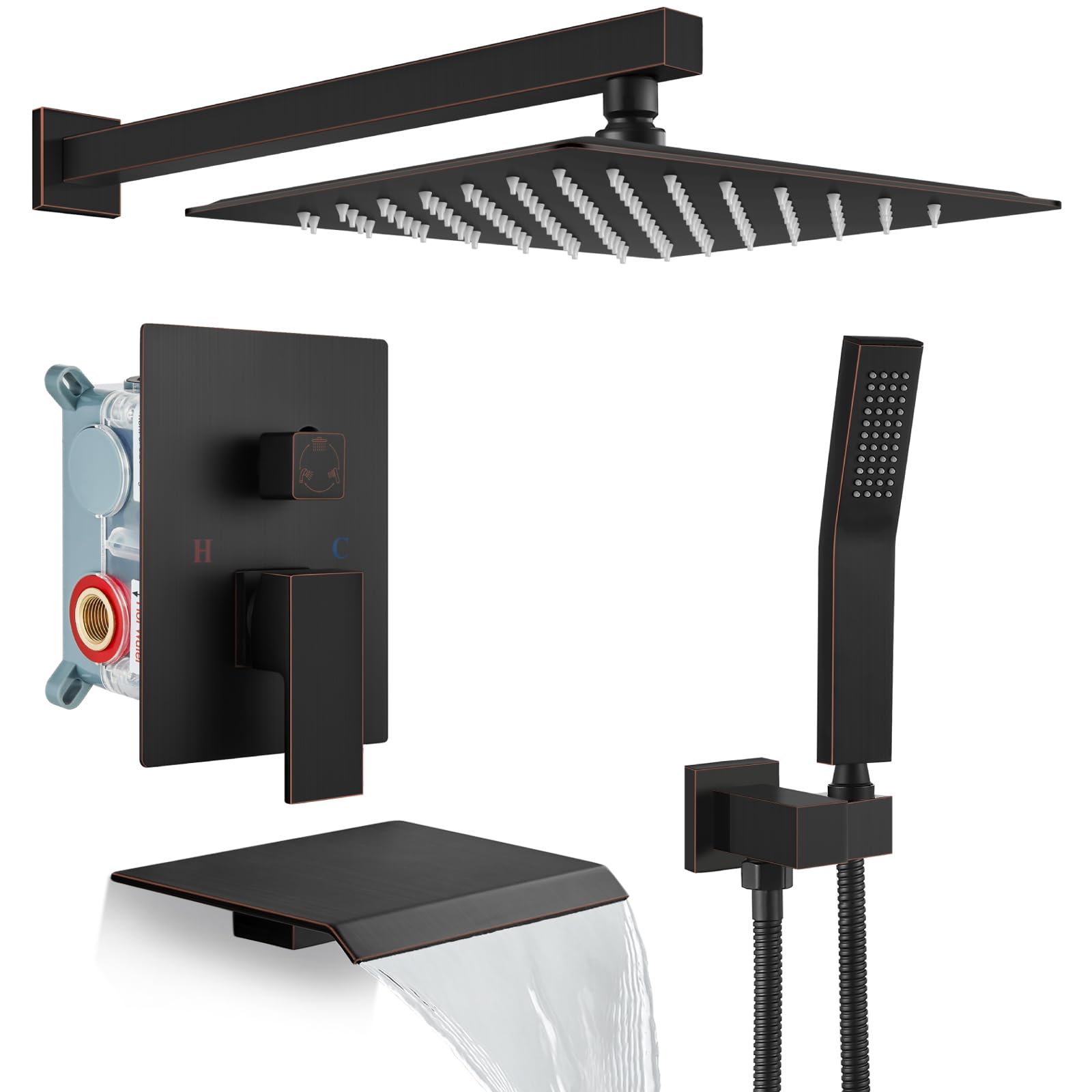 Snapklik.com : Gotonovo Rain Shower Faucet System Set Rainfall Shower Head