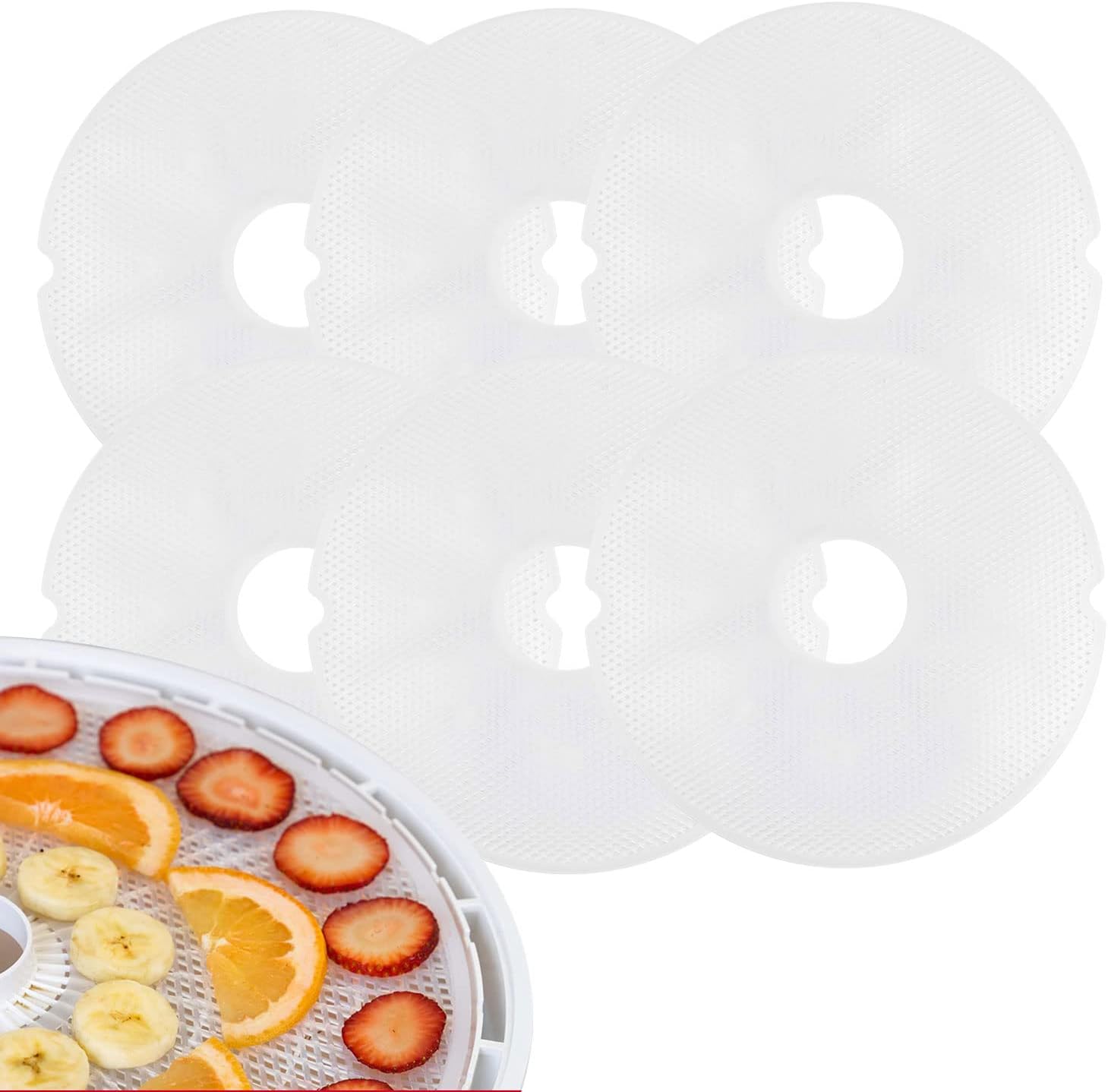 6 pieces 11.6inch Premium Round Dehydrator Sheets Reusable non-stick ...