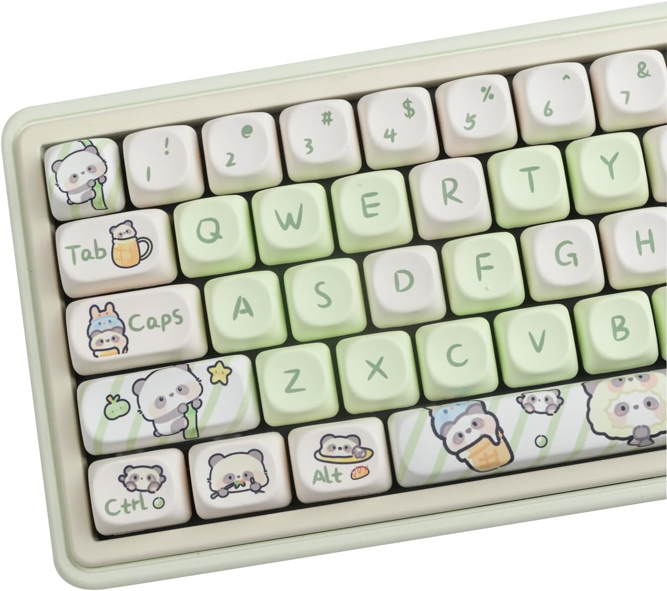Cute Keycaps 140 Keys PBT DYE-SUB Moa Profile Green Panda Keycap Set ...