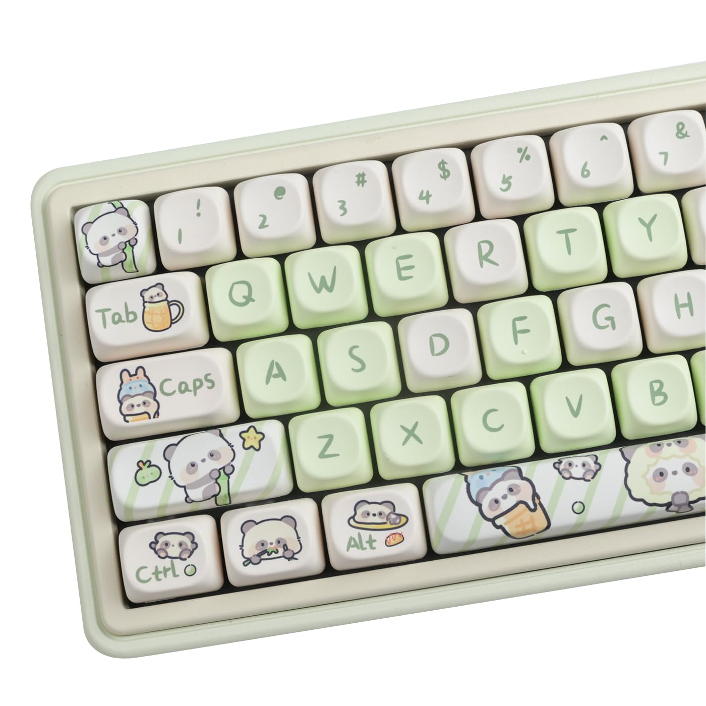 Sumgsn MOA Profile Cute Keycaps 140 Keys Green Panda PBT DYE-SYBKeycap ...