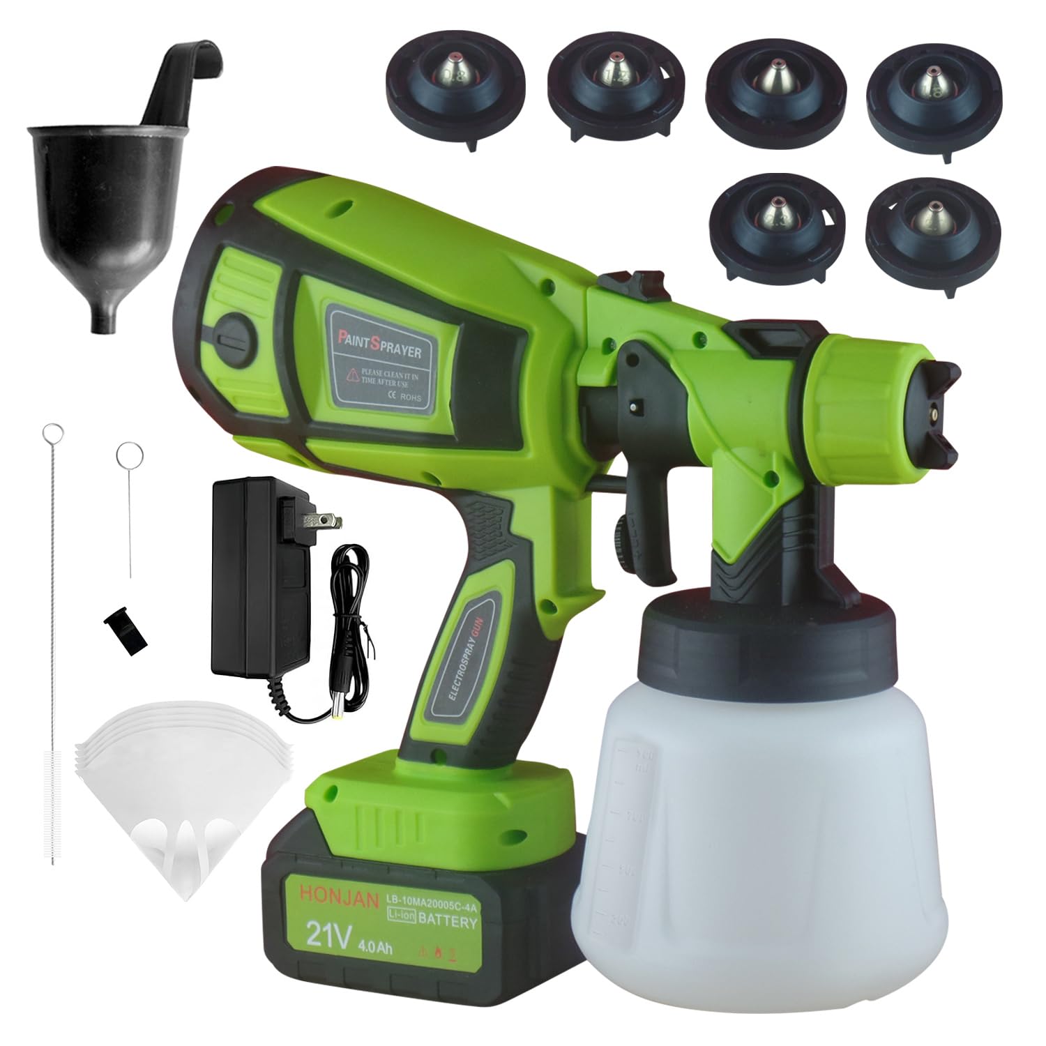 Amazon.com : HONJAN Cordless Paint Sprayer, 4.0 Ah Battery Paint Gun ...