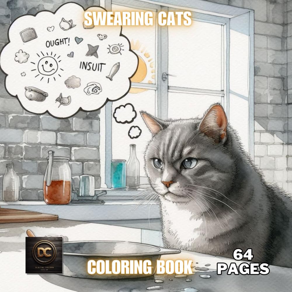 Amazon.com: Swearing Cats: Coloring Book for Adults, with Realistic ...
