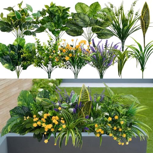 Amazon.com: Clycaloor 19Pcs Outdoor Artificial Boxwood UV Resistant ...