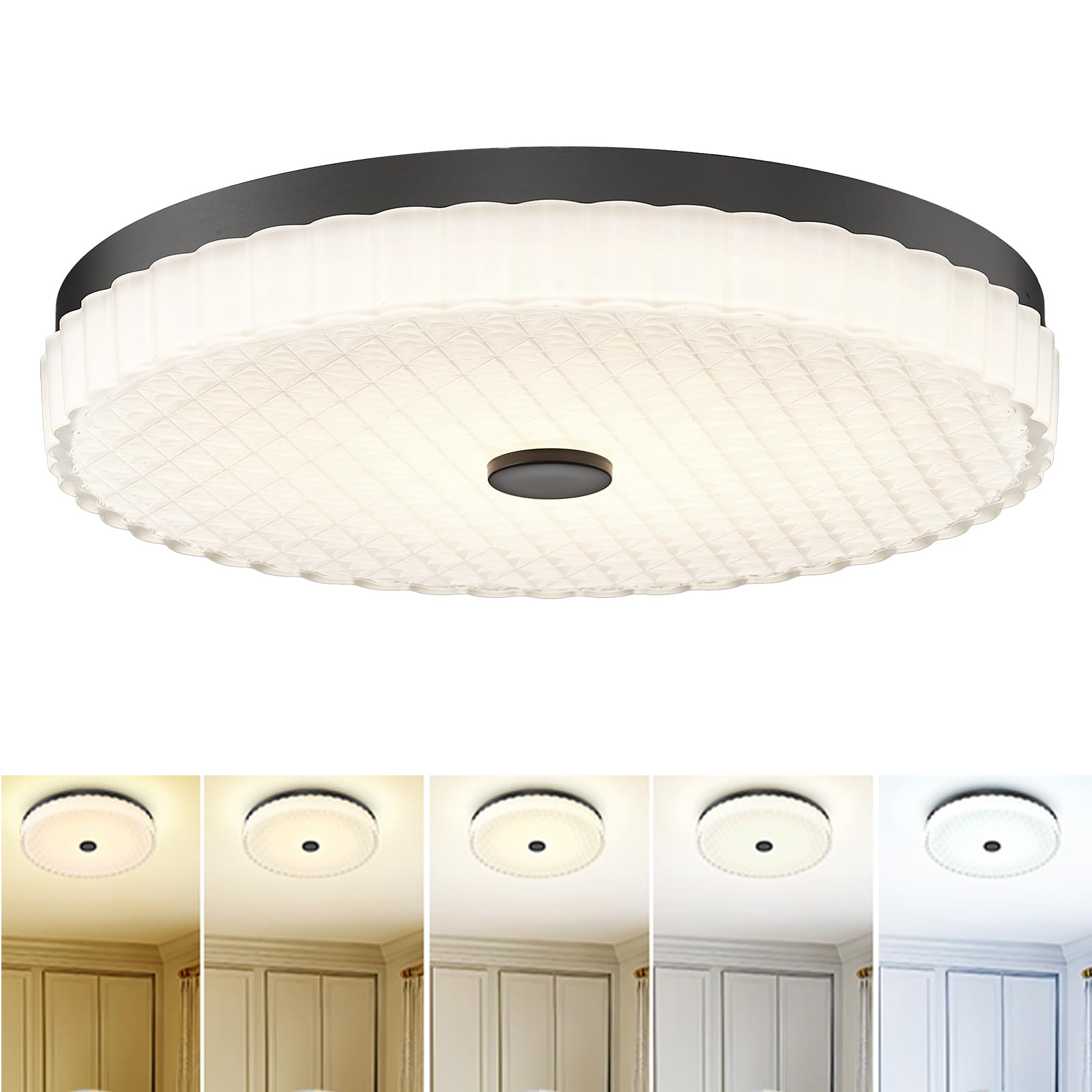 Luminzone 30W LED Ceiling Light Flush Mount 16'' Dimmable Ceiling Light ...