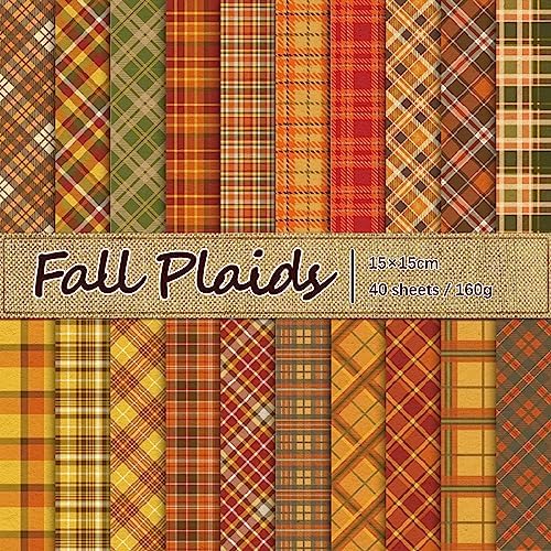Amazon.com : Whaline 40 Pcs Fall Plaid Pattern Paper Autumn Themed ...