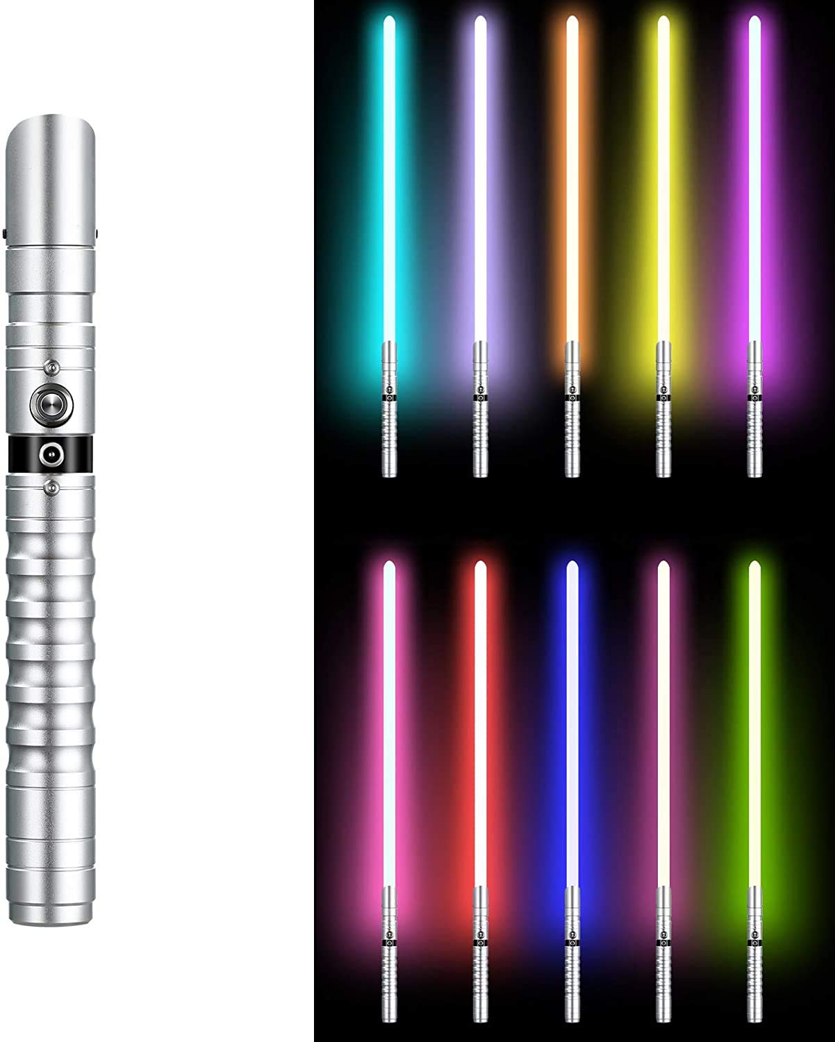 Buy GFKD Duel Light Saber, 11 Color Metal Hilt Lightsaber with Sound ...