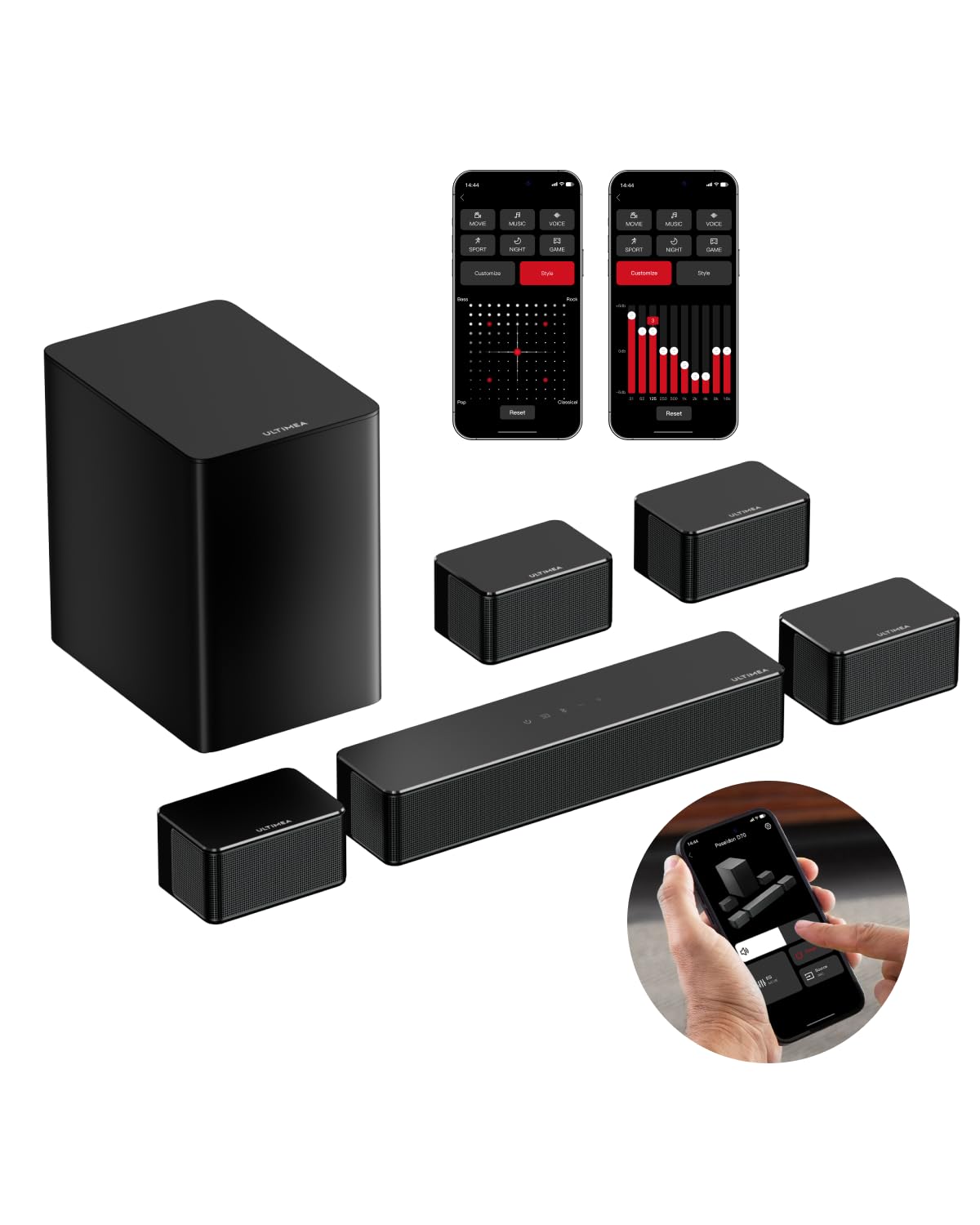 Snapklik.com : ULTIMEA 7.1 Soundbars, Virtual Surround Sound System For ...