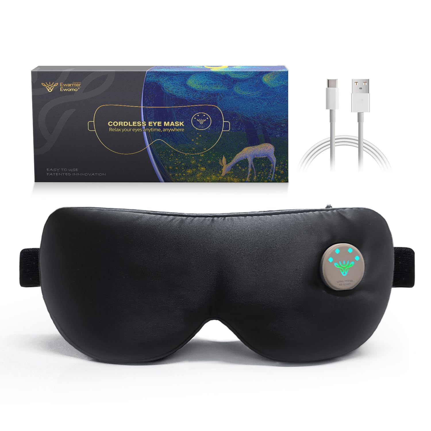 Amazon.com: Ewarmer Cordless Heated Eye mask for Dry Eyes, Real Silk Sleep Eye mask, Block Out ...