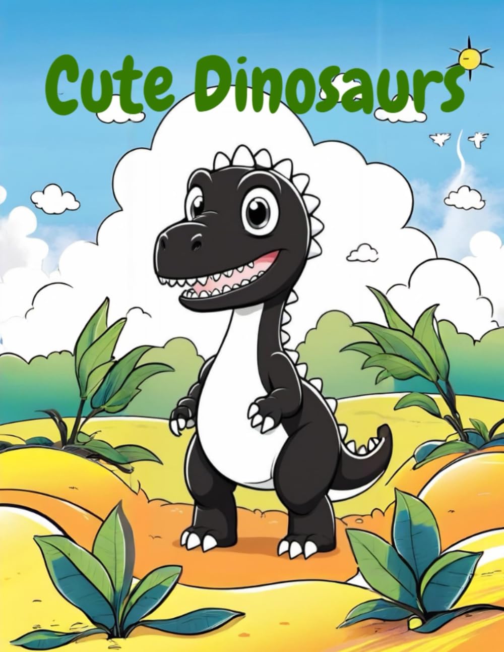 Cute Dinosaur Coloring Book: Ages 3-6 Easy and Fun coloring for Kids ...