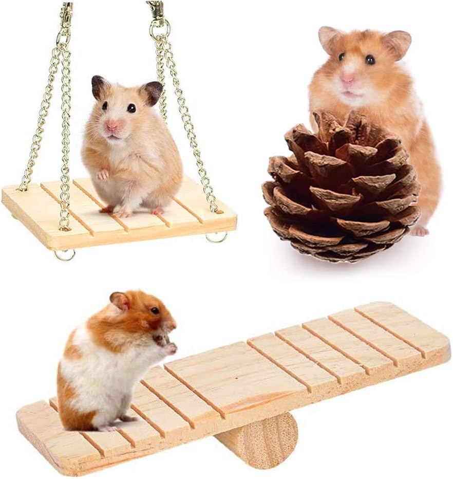 Hamster Chew Toys,4 Pack Natural Wooden Pine Guinea Pigs Rats ...