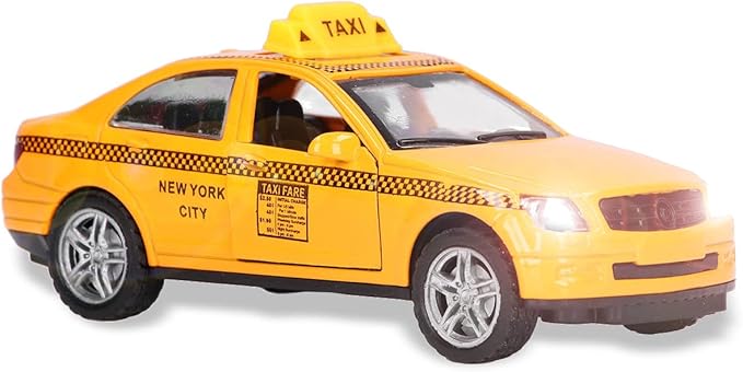 Amazon.com: Modelo de taxi fundido a presión – Taxi amarillo a escala 1:40 con luz intermitente ...