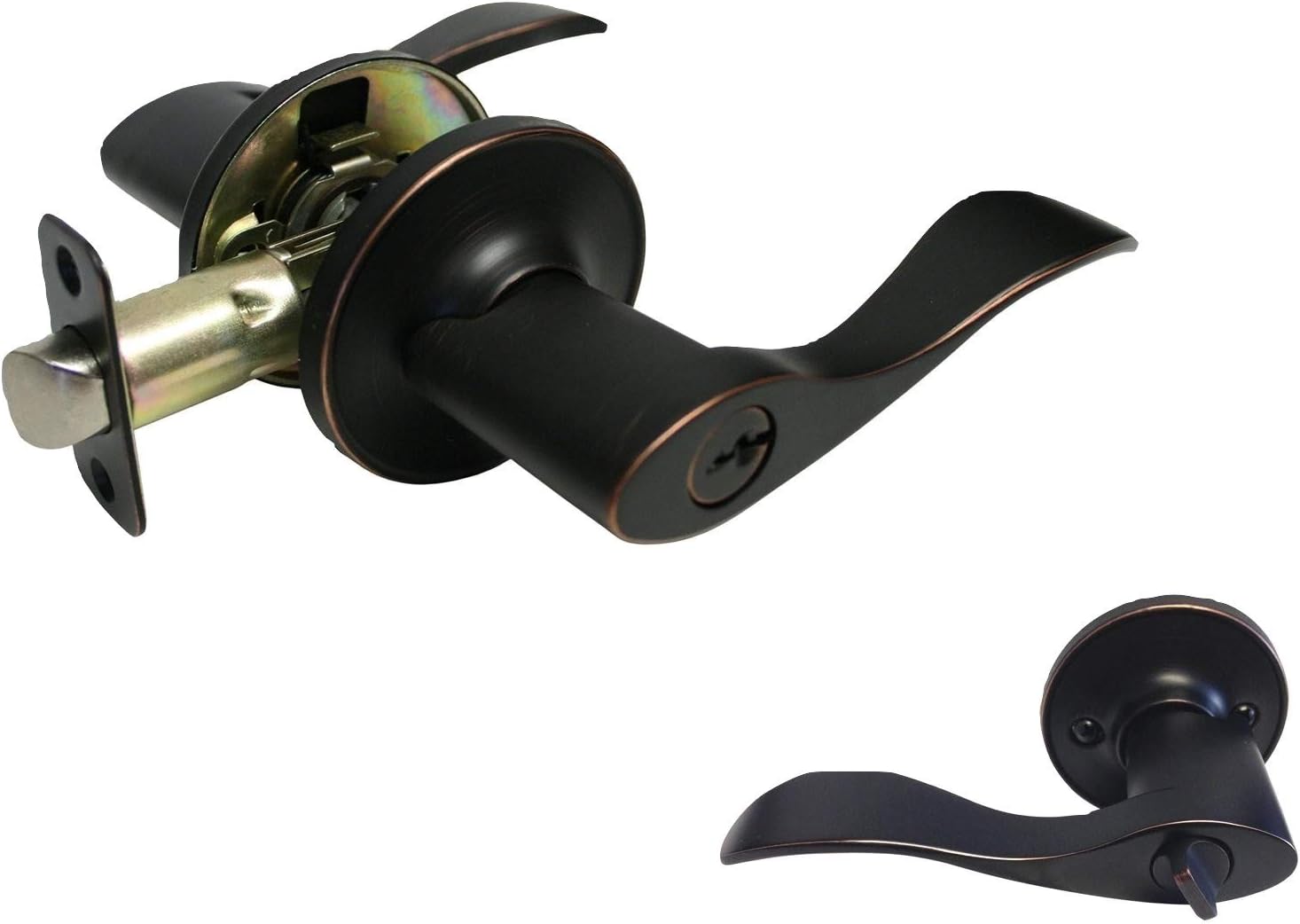 eBuilderDirect Polished Brass Entry Entrance Lock Door Lever Handle ...