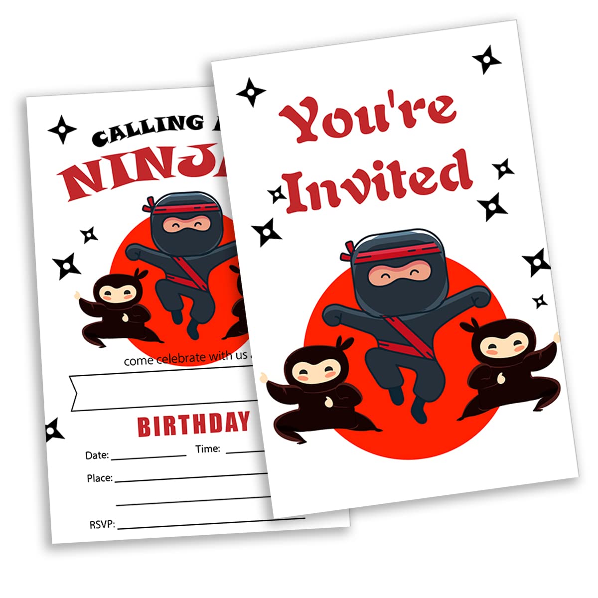 Buy 20 Pack Ninja Party Invitations with Envelopes Calling All Ninjas ...