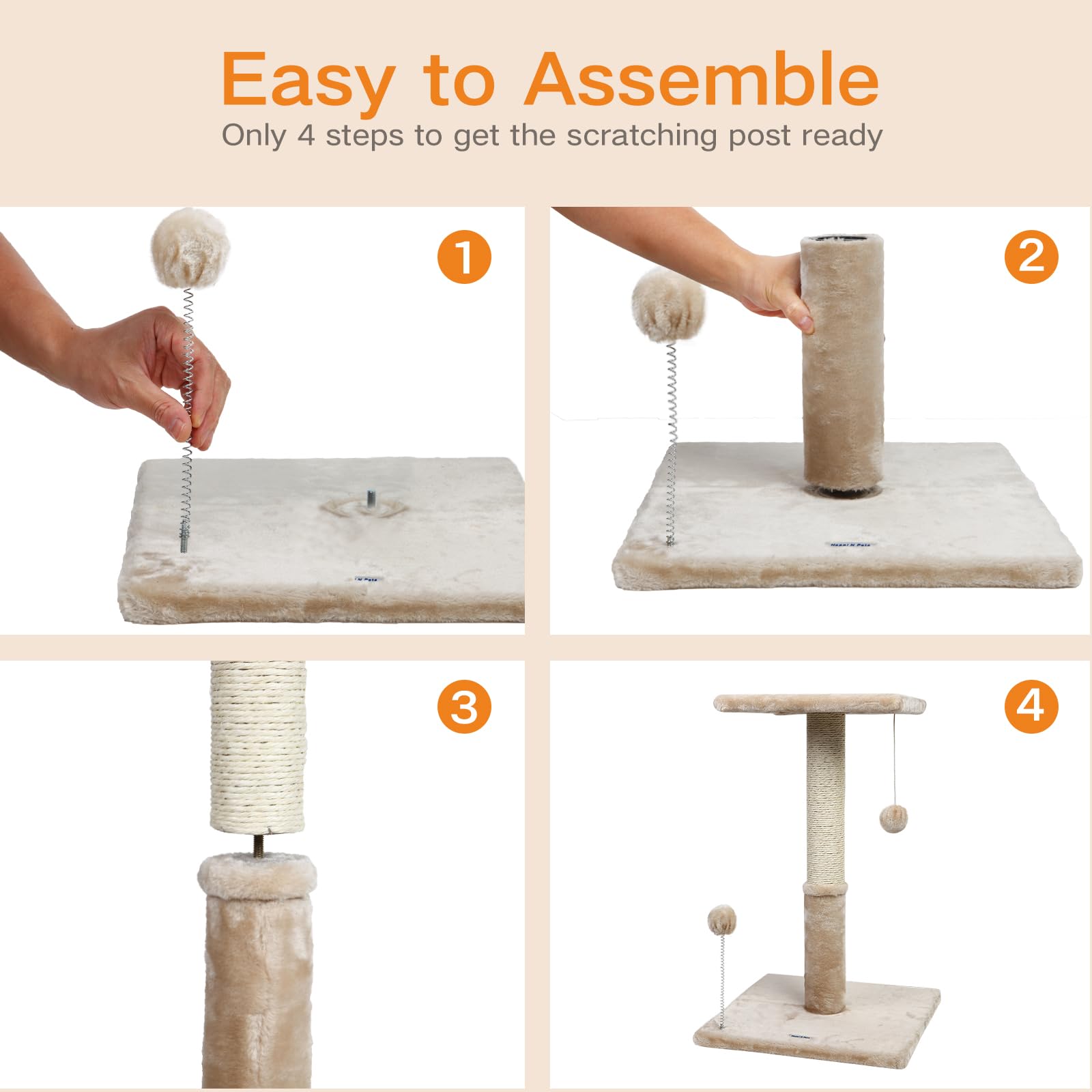 Happi N Pets 26" Cat Scratching Post with Perch, Natural Sisal ...