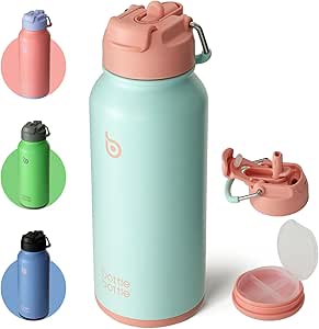 BOTTLE BOTTLE Insulated Water Bottle 950ml(32oz) Stainless Steel Sports Water Bottles with Straw ...