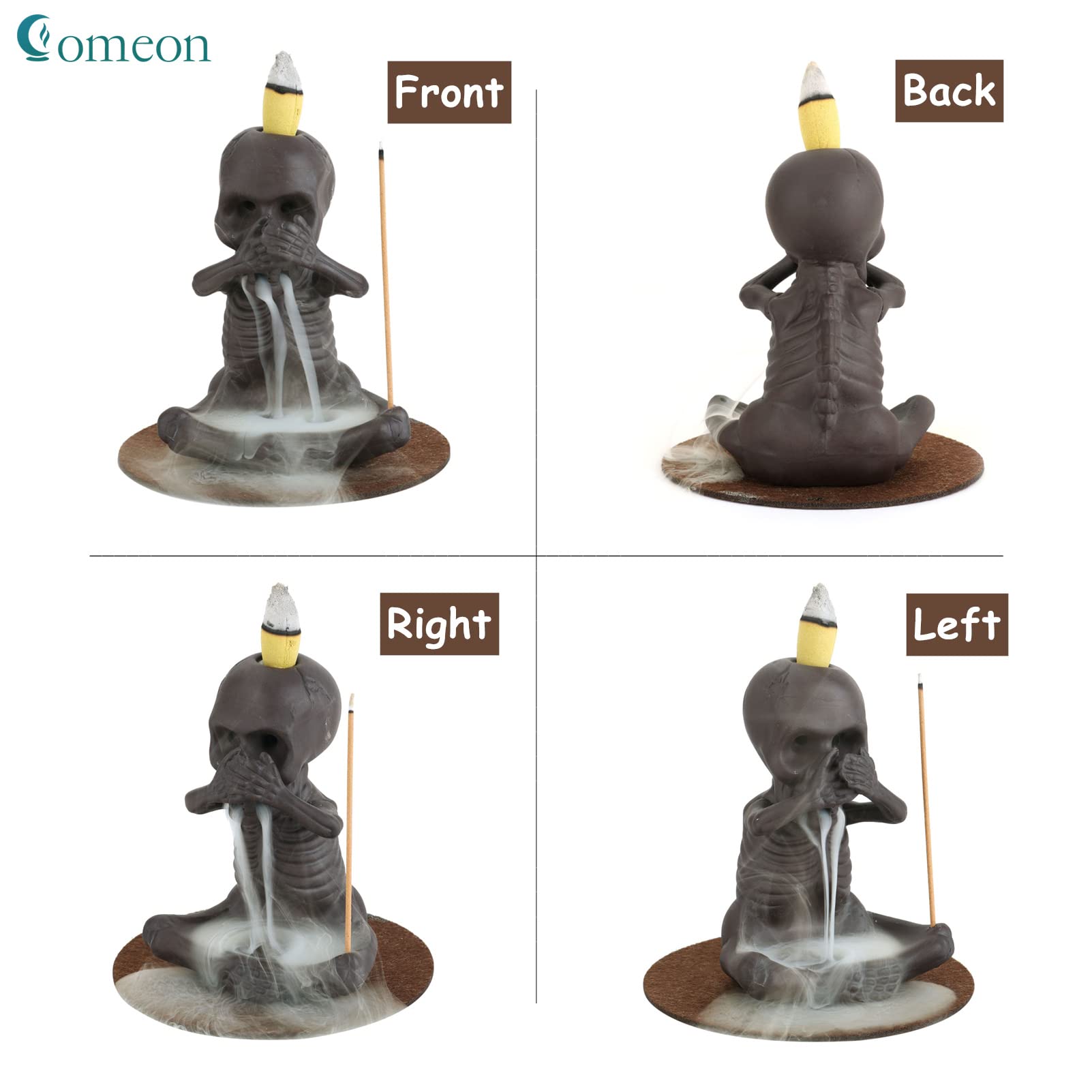 Snapklik.com : Comeon Backflow Incense Burner Skull Decor Incense Stick ...