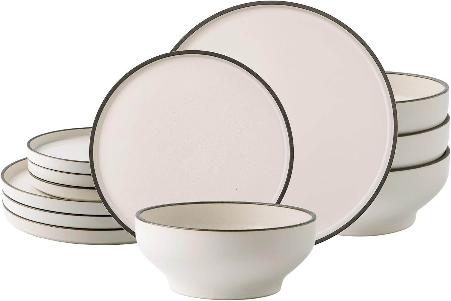 Amazon.com: LERATIO Ceramic Dinnerware Sets of 4, High Edge Stoneware ...