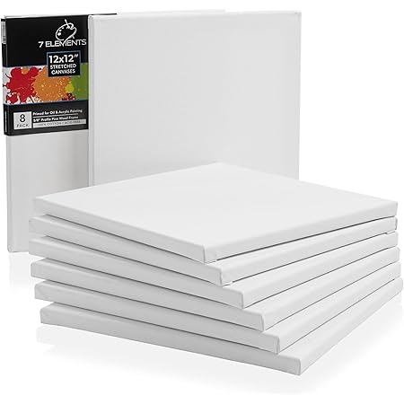 Amazon.com: milo Stretched Artist Canvas | 12x12 inch | Value Pack of 8 ...