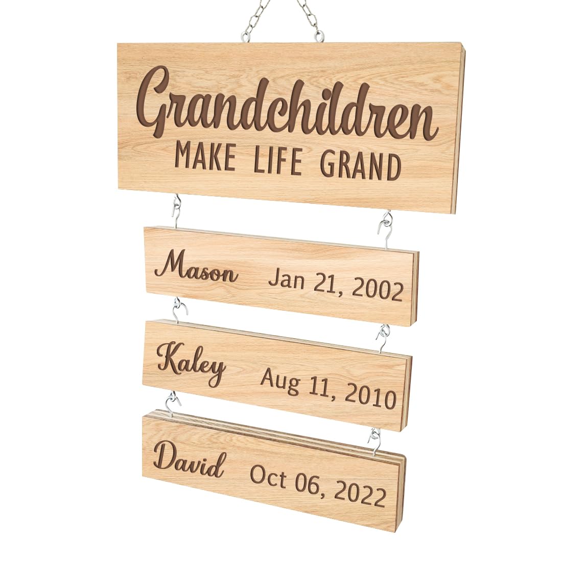 Amazon.com : Personalized Grandkids Name and Birthdates wooden Wall ...