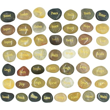 Amazon.com: Majorhouse 24pcs Engraved Inspirational Stone,Gift Healing ...