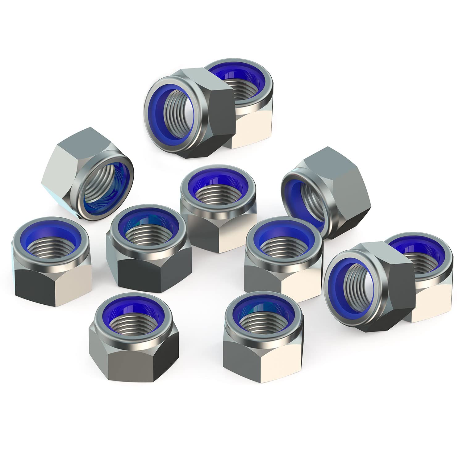 Snapklik.com : M8 X 1.25 Mm Lock Nuts - Nylon Insert Hex Locknuts,304 ...