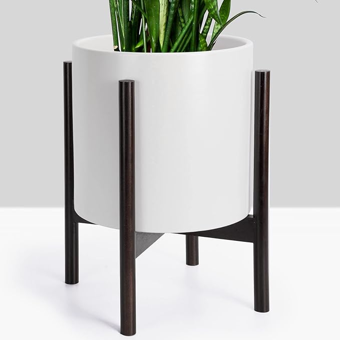 Amazon.com : FineIris 20.5" Large Plant Pot with Stand, 10 inch White ...