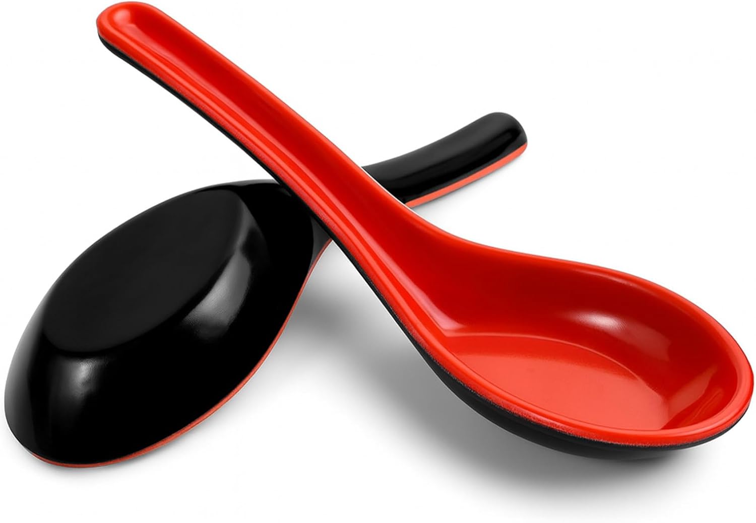 Amazon.com: 2PCS Red and Black Melamine Spoons，Wonton Soup Spoons ...